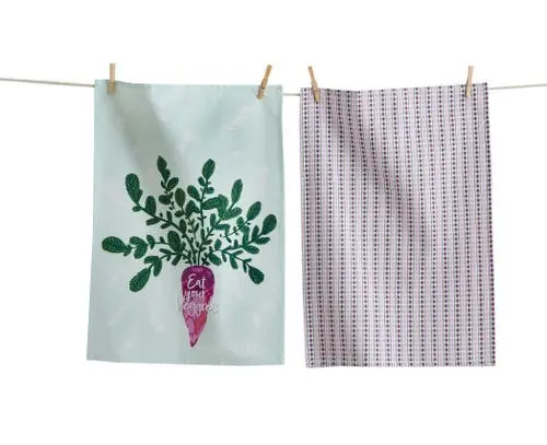 TAG Eat Your Veggies Dishtowel S/2 Cotton Everyday - Multi