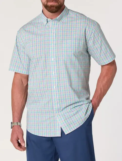 OAK HILL BY DXL Big & Tall Tech Small Plaid Sport Shirt - Multi