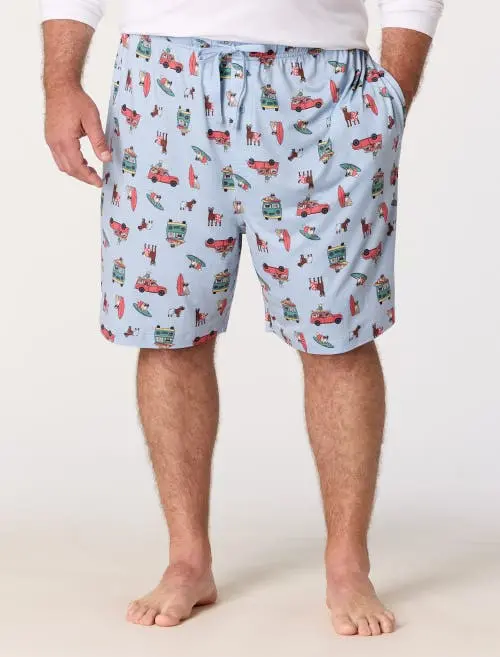 HARBOR BAY BY DXL Big & Tall Dog Print Lounge Shorts
