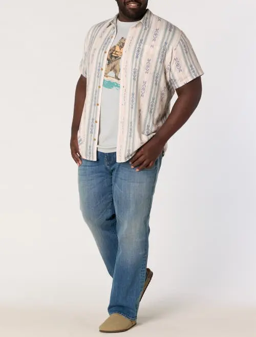 Lucky Brand Big & Tall Southwestern Linen Sport Shirt - Green Multi