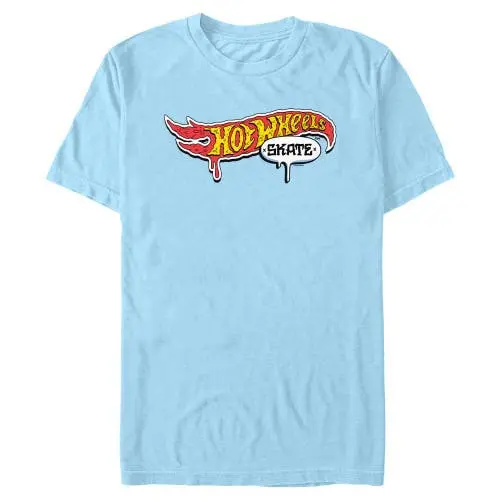 HOT WHEELS Skate Cartoon Logo Graphic T-shirt - Light Blue