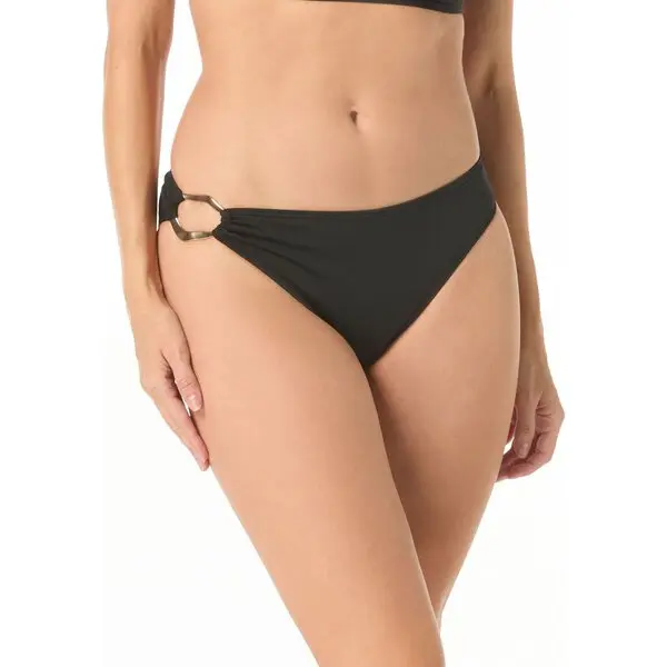 Carmen Marc Valvo Side Ring Bikini Swim Bottom - Black