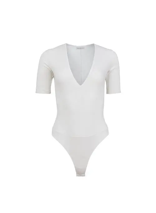 FLEUR DU MAL Organic Cotton Deep V Bodysuit