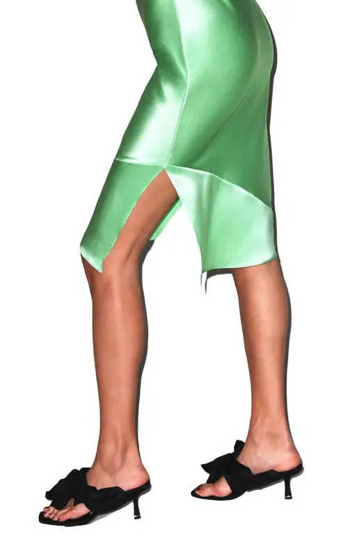 FLEUR DU MAL V-neck Midi Slip Dress With Side Slit - Pastel Lime