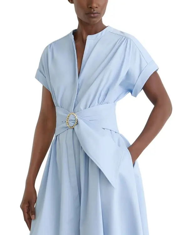 REISS Petite Cotton Belted Midi Dress