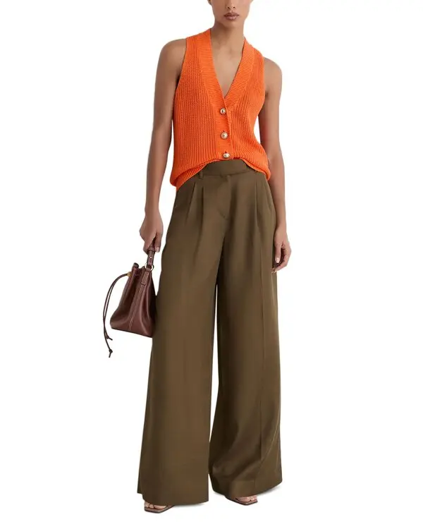 REISS Robin Linen V Neck Sweater Vest