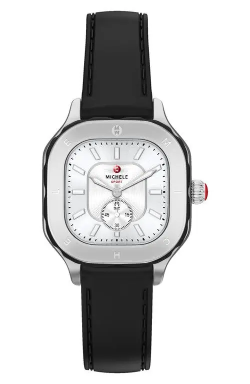 Michele Meggie Sport Watch With Silicone Strap - Black/silver