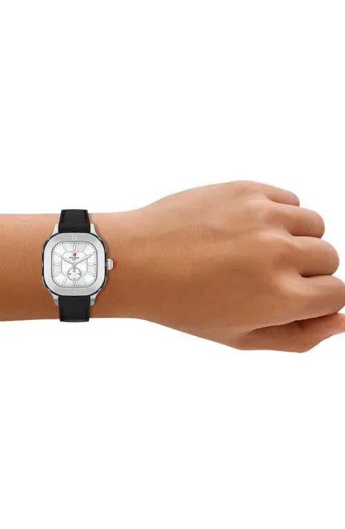 Michele Meggie Sport Watch With Silicone Strap - Black/silver