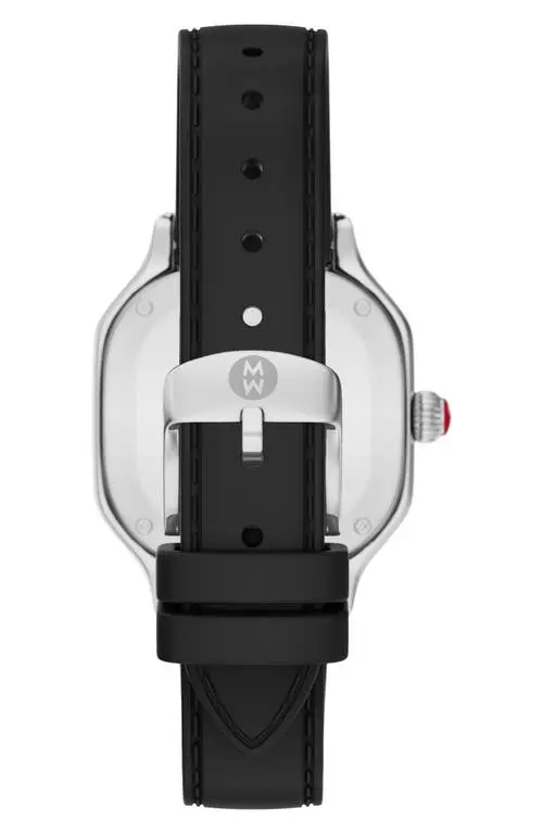 Michele Meggie Sport Watch With Silicone Strap - Black/silver