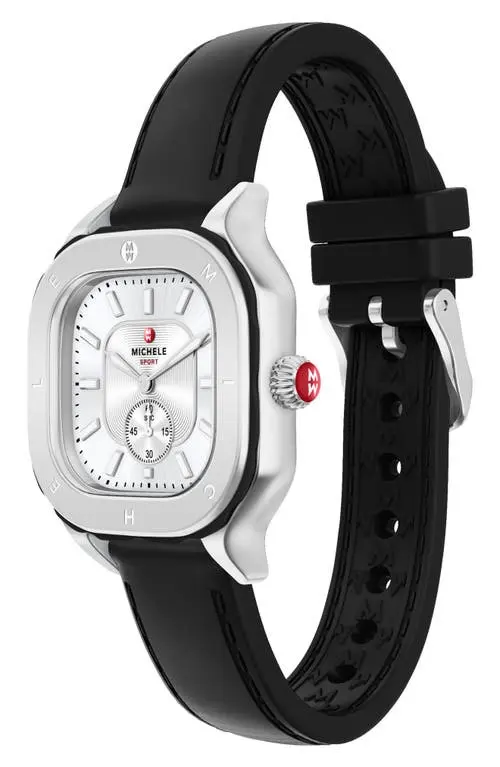 Michele Meggie Sport Watch With Silicone Strap - Black/silver