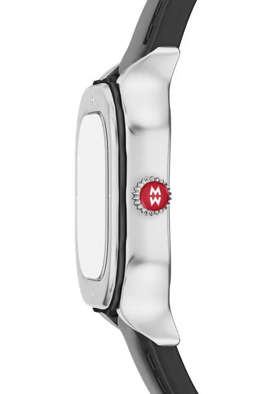Michele Meggie Sport Watch With Silicone Strap - Black/silver