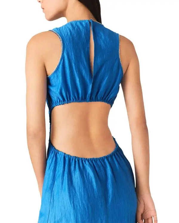 Maje Backless Linen Blend Midi Dress