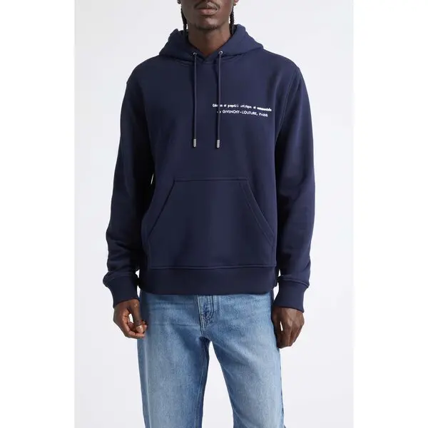 Givenchy Cotton Fleece Hoodie With Logo - Night Blue