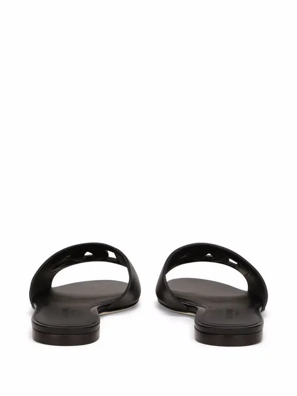 Dolce & Gabbana Dg Logo Leather Flat Sandals