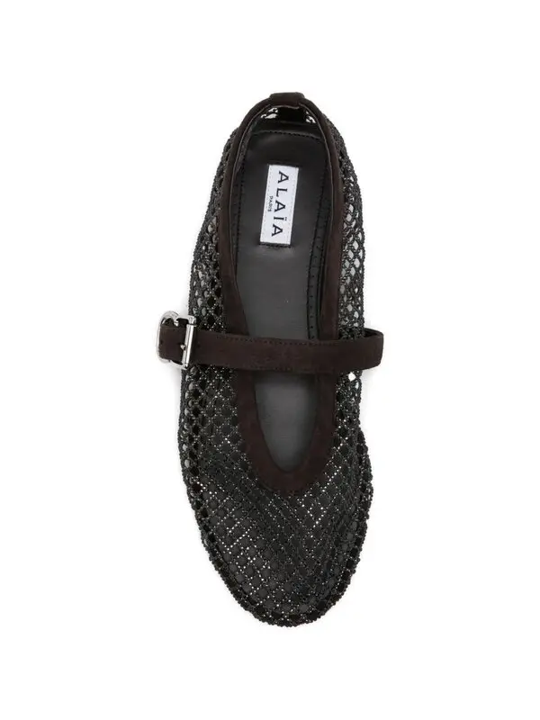 Alaïa Strass Embellished Net Ballet Flats