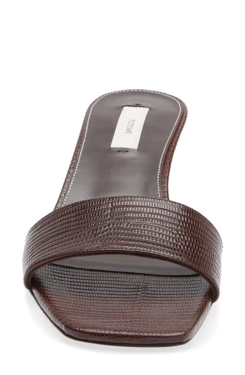 TOTEME Slim Kitten Heel Lizard Embossed Slide Sandal