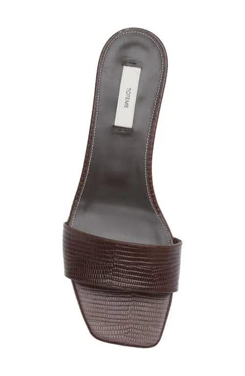 TOTEME Slim Kitten Heel Lizard Embossed Slide Sandal