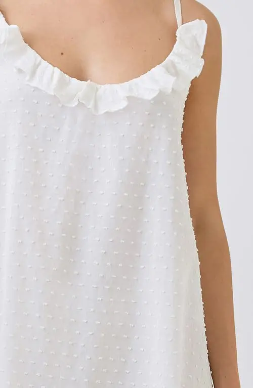 PAPINELLE Swiss Dot Frill Cotton Maxi Nightgown