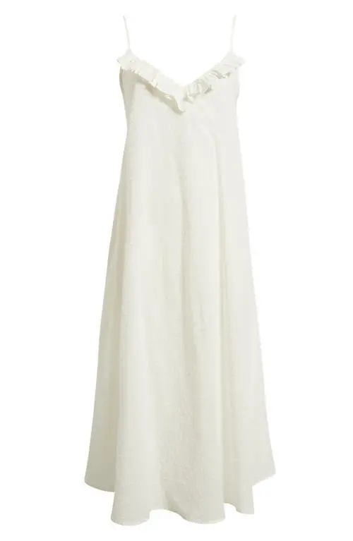 PAPINELLE Swiss Dot Frill Cotton Maxi Nightgown