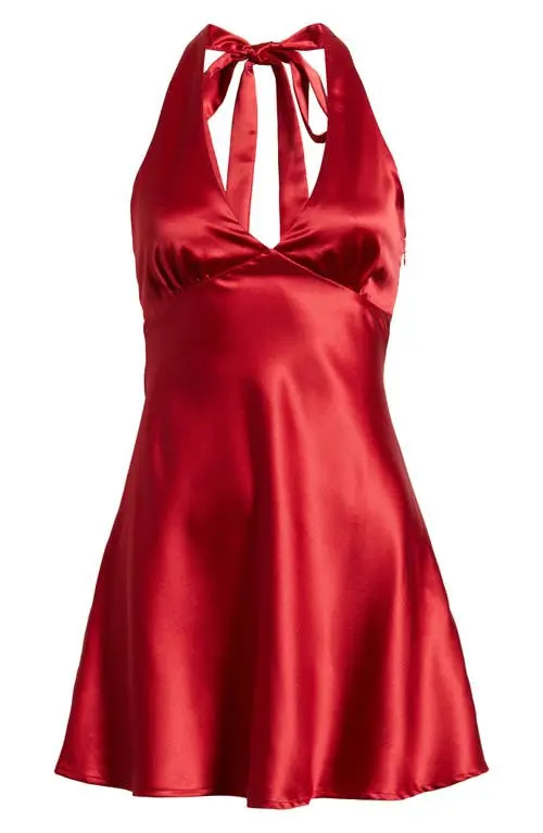 Princess Polly Pelagia Satin Halter Mini Dress - Red