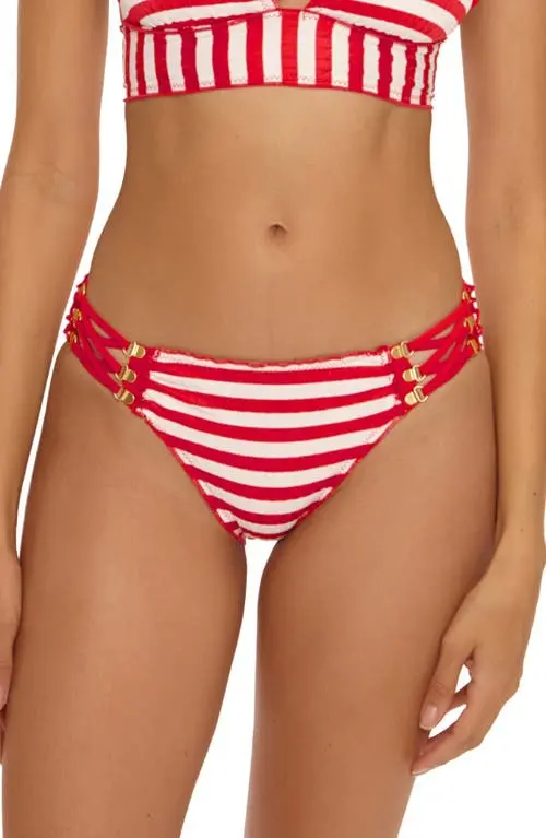 BECCA By Rebecca Virtue Sail Away Stripe Hipster Bikini Bottoms - Ruby
