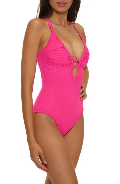 BECCA By Rebecca Virtue Bella Plunge One-piece Swimsuit With Scalloped Trim