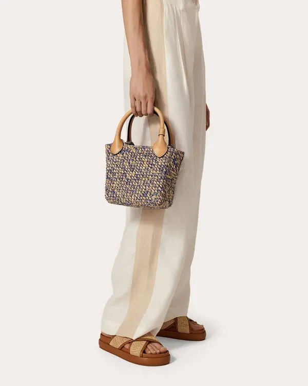 Helen Kaminski Ampara Crocheted Raffia Mini Tote