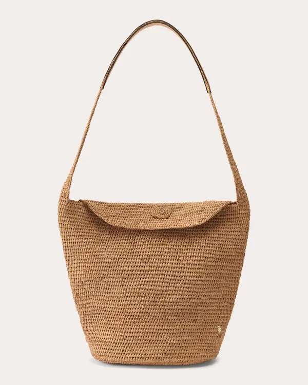 Helen Kaminski Yala Crocheted Raffia Drawstring Sac Bag - Brown