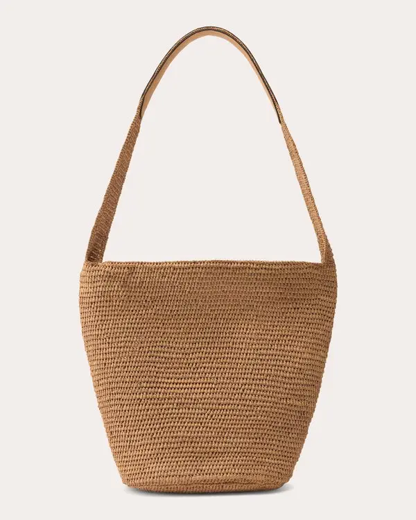 Helen Kaminski Yala Crocheted Raffia Drawstring Sac Bag