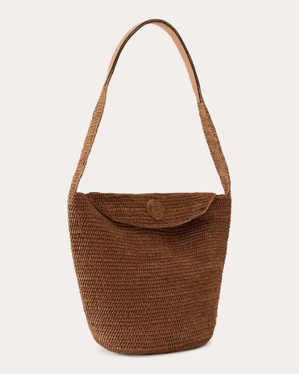 Helen Kaminski Yala Crocheted Raffia Drawstring Sac Bag