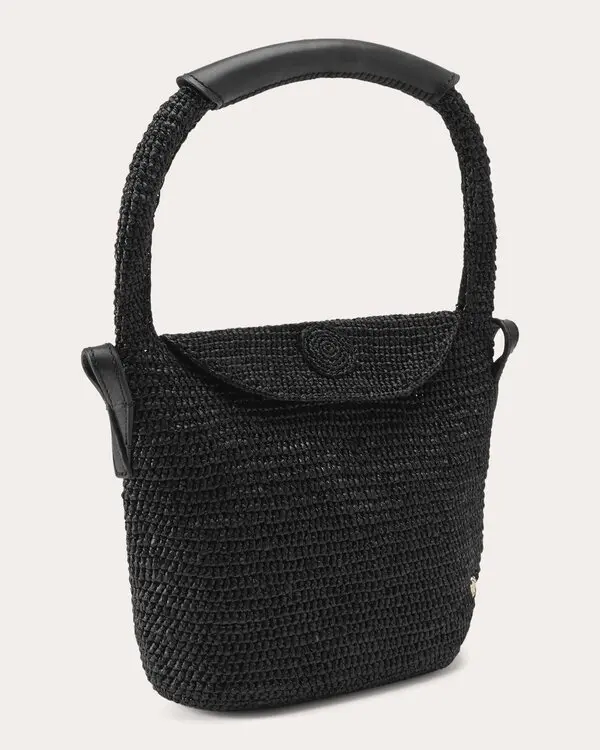 Helen Kaminski Yala Crocheted Raffia Mini Drawstring Sac Bag