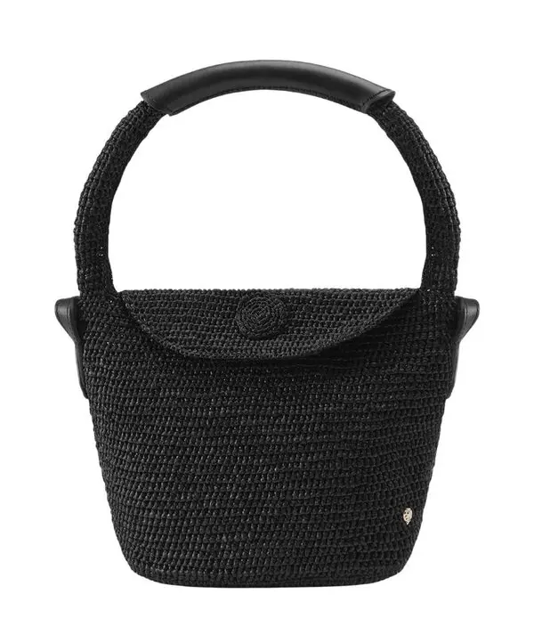 Helen Kaminski Crocheted Raffia Drawstring Sac Bag - Black