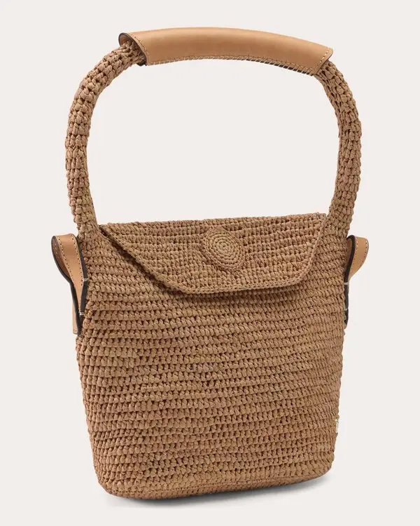 Helen Kaminski Yala Crocheted Raffia Mini Drawstring Sac Bag