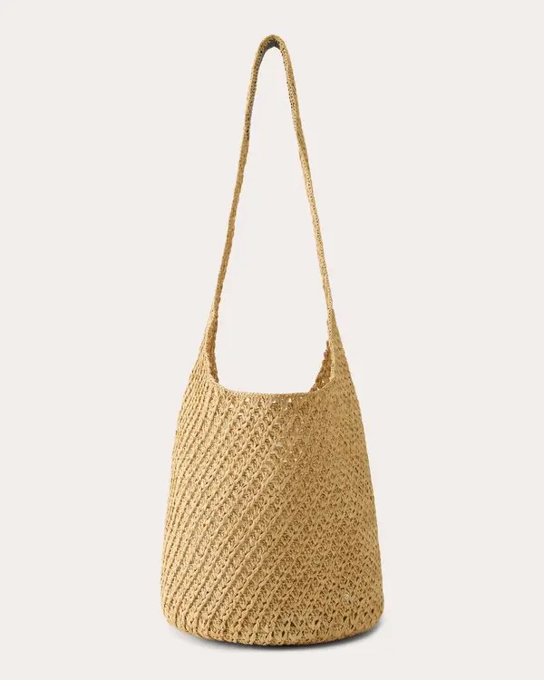 Helen Kaminski Lani Crocheted Raffia Drawstring Sac Bag - Neutral