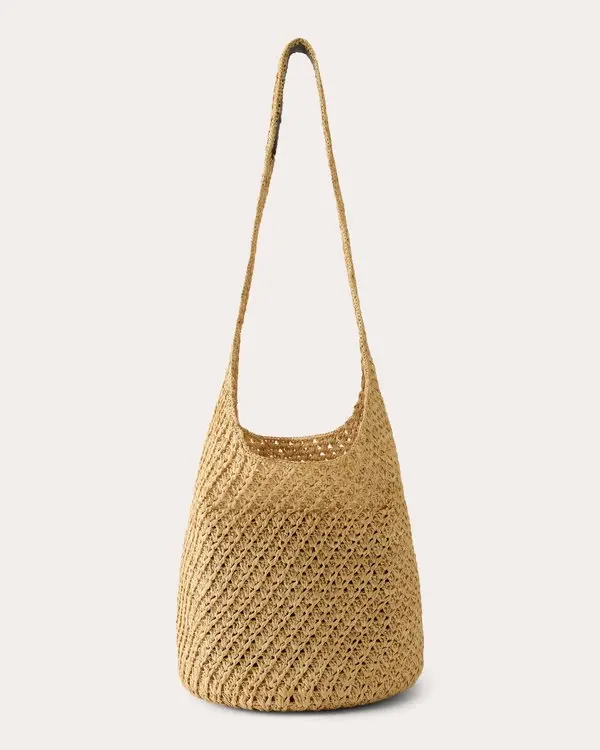 Helen Kaminski Lani Crocheted Raffia Drawstring Sac Bag