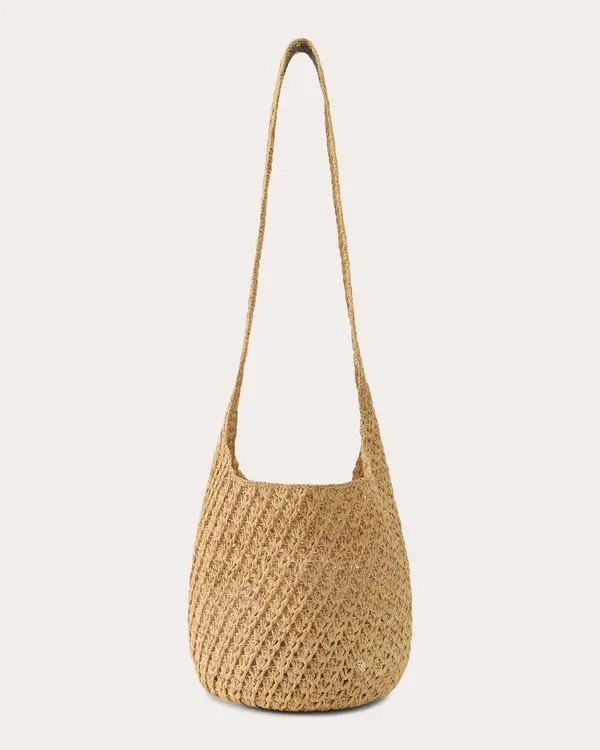 Helen Kaminski Lani Crocheted Raffia Small Drawstring Sac Bag - Neutral