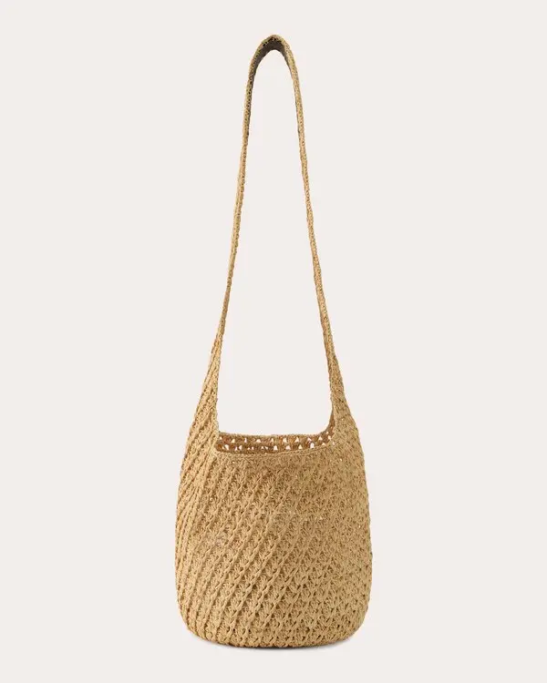 Helen Kaminski Lani Crocheted Raffia Small Drawstring Sac Bag