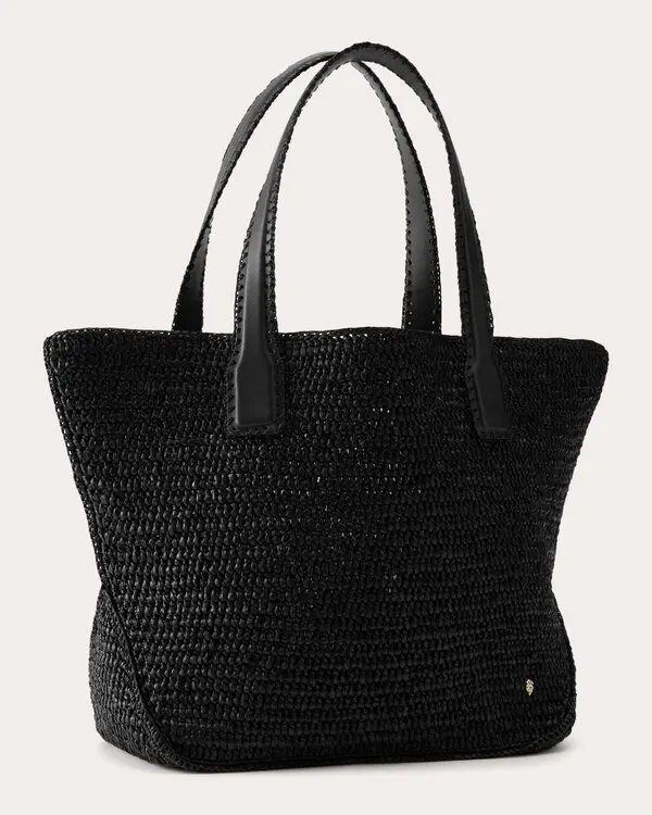 Helen Kaminski Liyoni Crocheted Raffia Tote Bag - Black