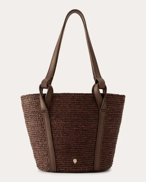 Helen Kaminski Bisou Braided Raffia And Liberty Print Mini Basket - Red