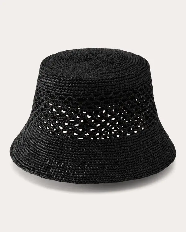 Helen Kaminski Hana Crocheted Raffia Bucket Hat