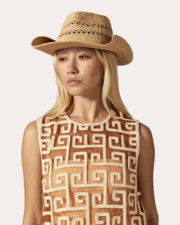 Helen Kaminski Gwen Crocheted Raffia Fedora
