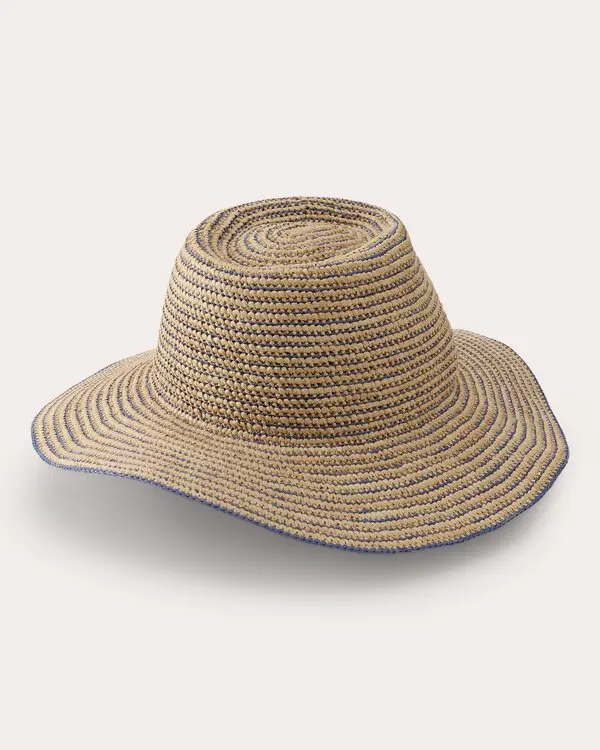 Helen Kaminski Steevie Stripe Crocheted Raffia Fedora