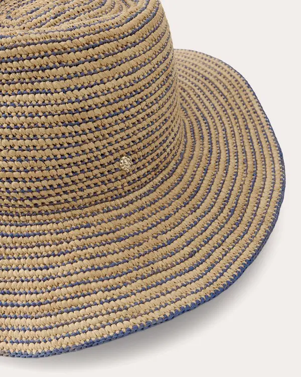 Helen Kaminski Steevie Stripe Crocheted Raffia Fedora