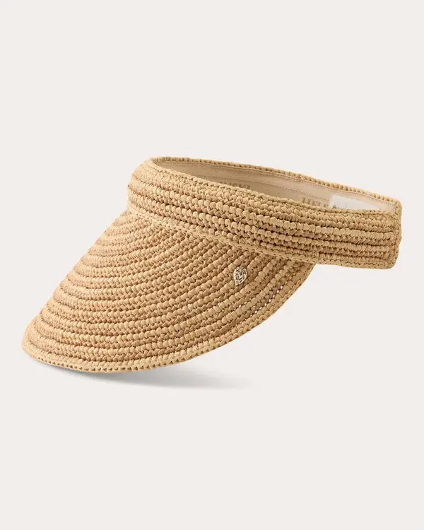 Helen Kaminski Sunlee Stripe Crocheted Raffia Visor