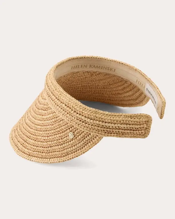 Helen Kaminski Sunlee Stripe Crocheted Raffia Visor