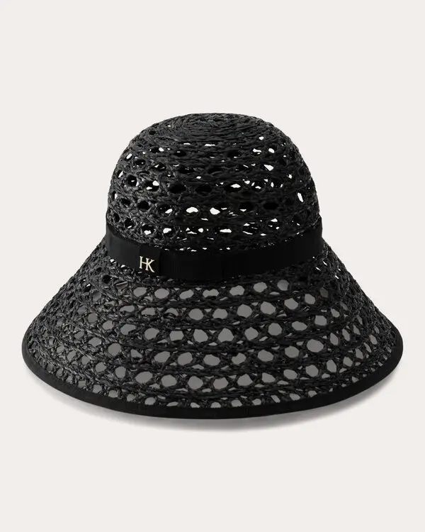 Helen Kaminski Charul Raffia Lace Crocheted Sun Hat - Black