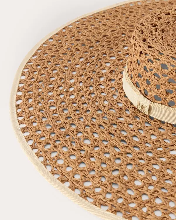 Helen Kaminski Kavya Raffia Lace Crocheted Boater Hat