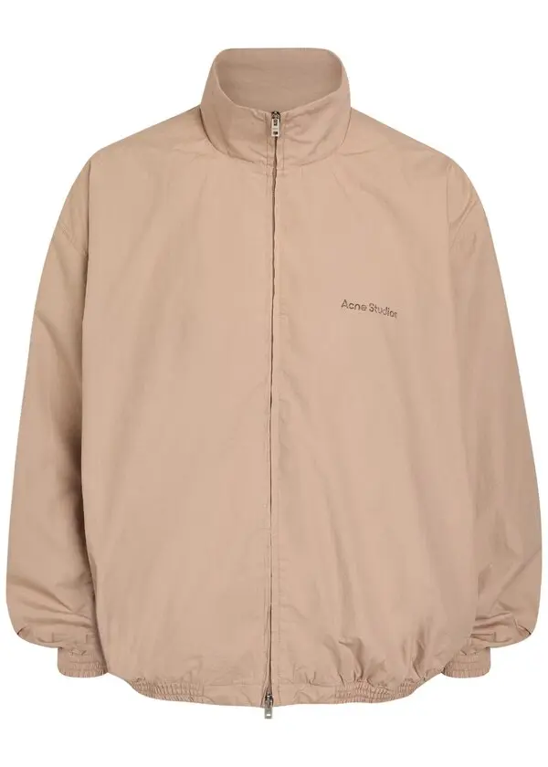 Acne Studios Logo-embroidered Cotton-poplin Jacket - Beige