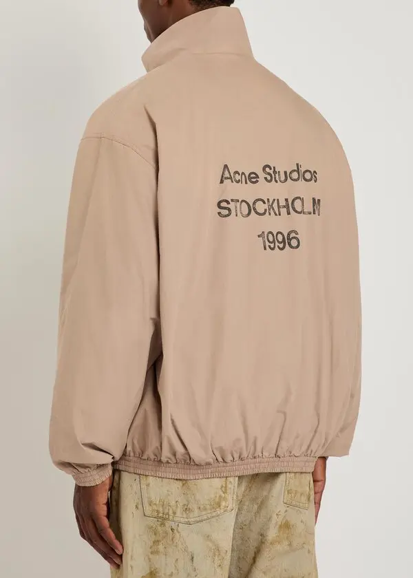 Acne Studios Logo-embroidered Cotton-poplin Jacket - Beige