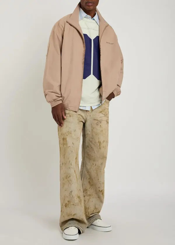 Acne Studios Logo-embroidered Cotton-poplin Jacket - Beige